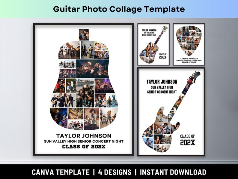 Guitar Photo Collage Senior Night Concert Poster High School Music Band ...