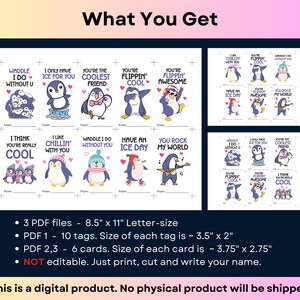 Penguin Valentine's Day Gift Tag and Card Printable Kids Classroom ...