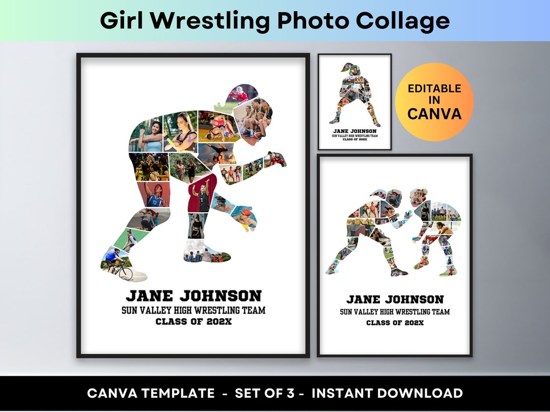 Girl Wrestling Photo Collage Female Wrestler Graduation Gift Senior ...