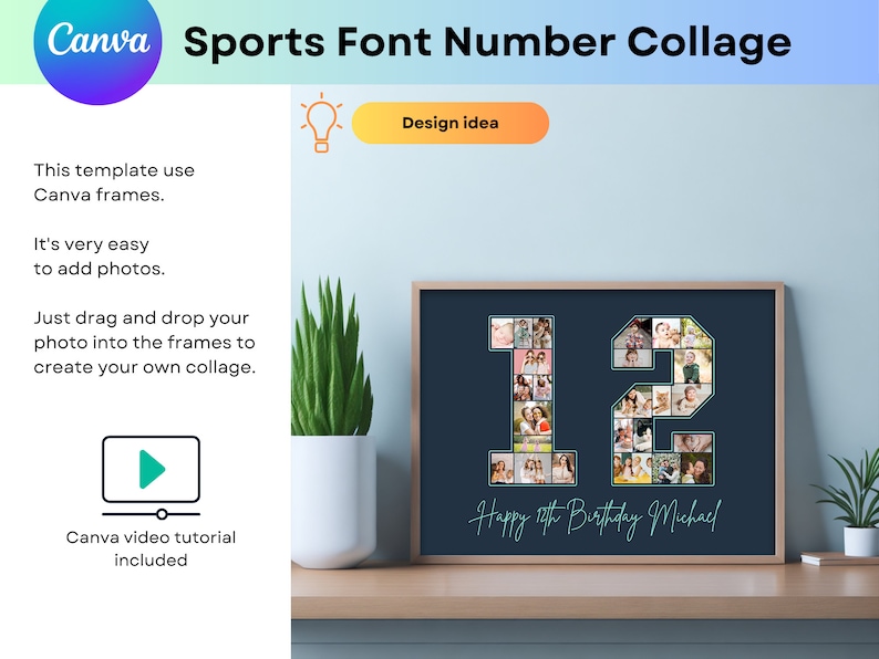 All Number Photo Collage Canva Template Set Any Digit for - Etsy Australia
