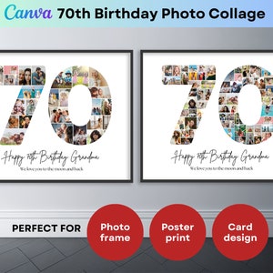 Number 70 Photo Collage 70th Birthday Number Collage Printable Canva ...