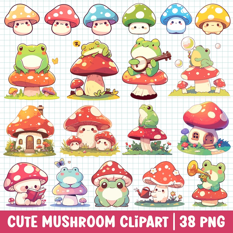 Cute Kawaii Mushrooms - Etsy