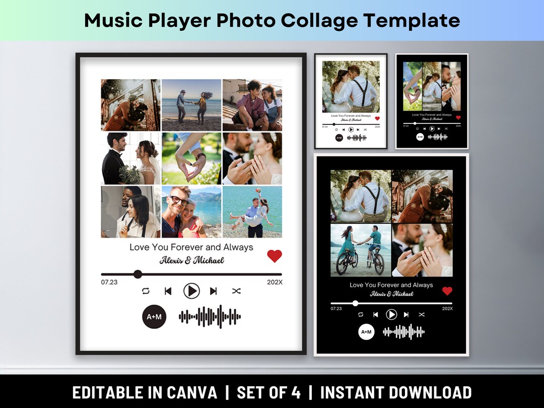 Music Player Photo Collage Personalized Anniversary Photo Gift ...