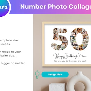 Cute Number Photo Collage Canva Template Editable Digital File All ...