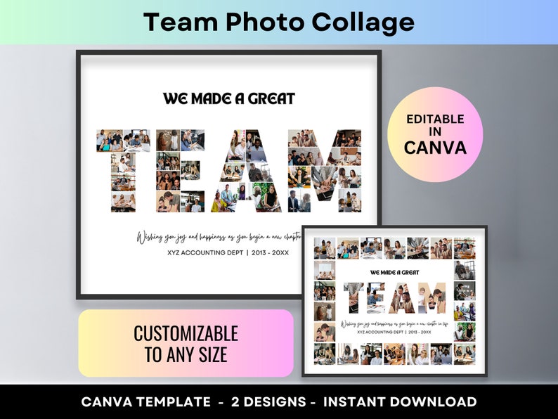 Team Farewell Photo Collage Personalized Gift for Coworker Office ...