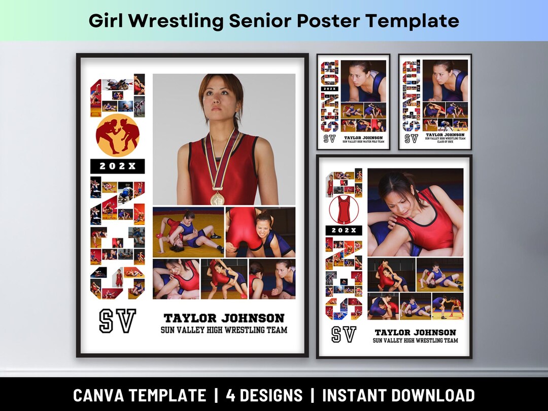 Girl Wrestling Senior Night Poster Sports Photo Collage High School ...