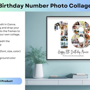 18th Birthday Number 18 Photo Collage Printable Canva Frame Template ...