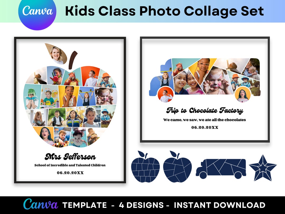 School Class Photo Collage Canva Template Teacher Appreciation Gift ...