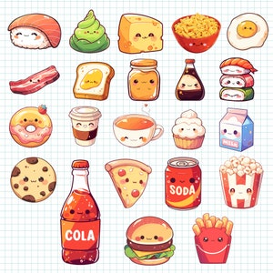 Kawaii Food Couple PNG Bundle Cute Perfect Match Clipart Set Love ...