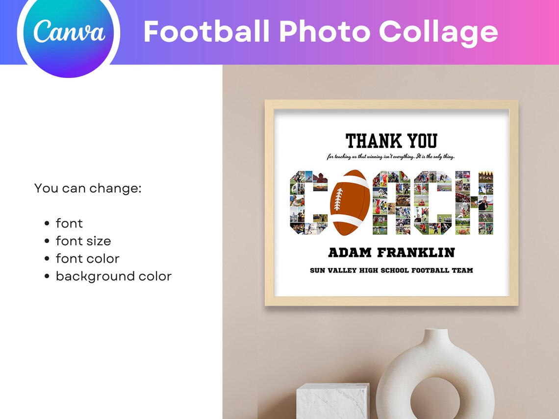 Photo Collage Football Sports Canva Template Football Player - Etsy