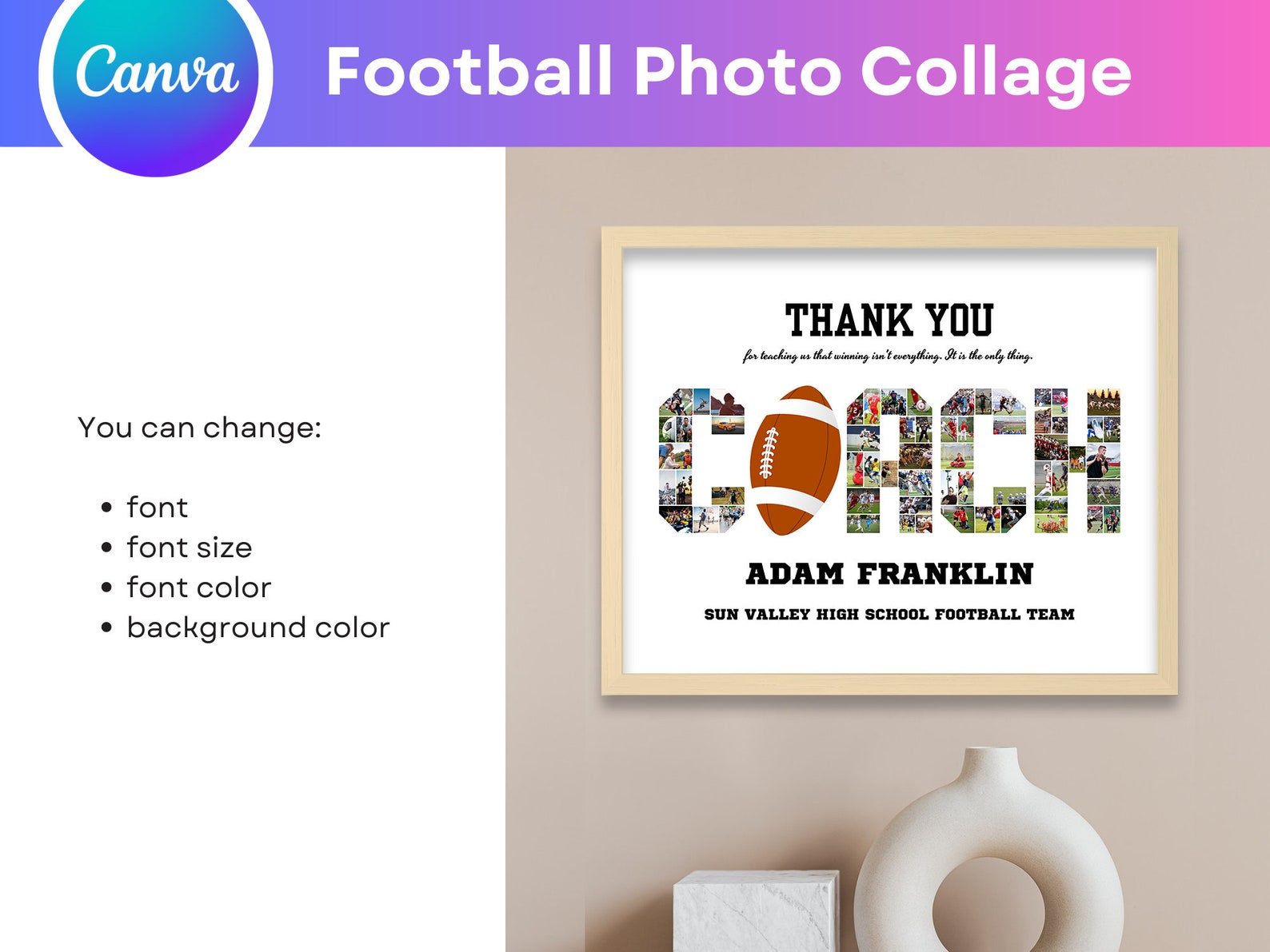 Photo Collage Football Sports Canva Template Football Player - Etsy