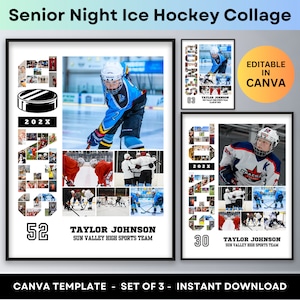 Senior Night Ice Hockey Poster Sports Photo Collage High School Award ...