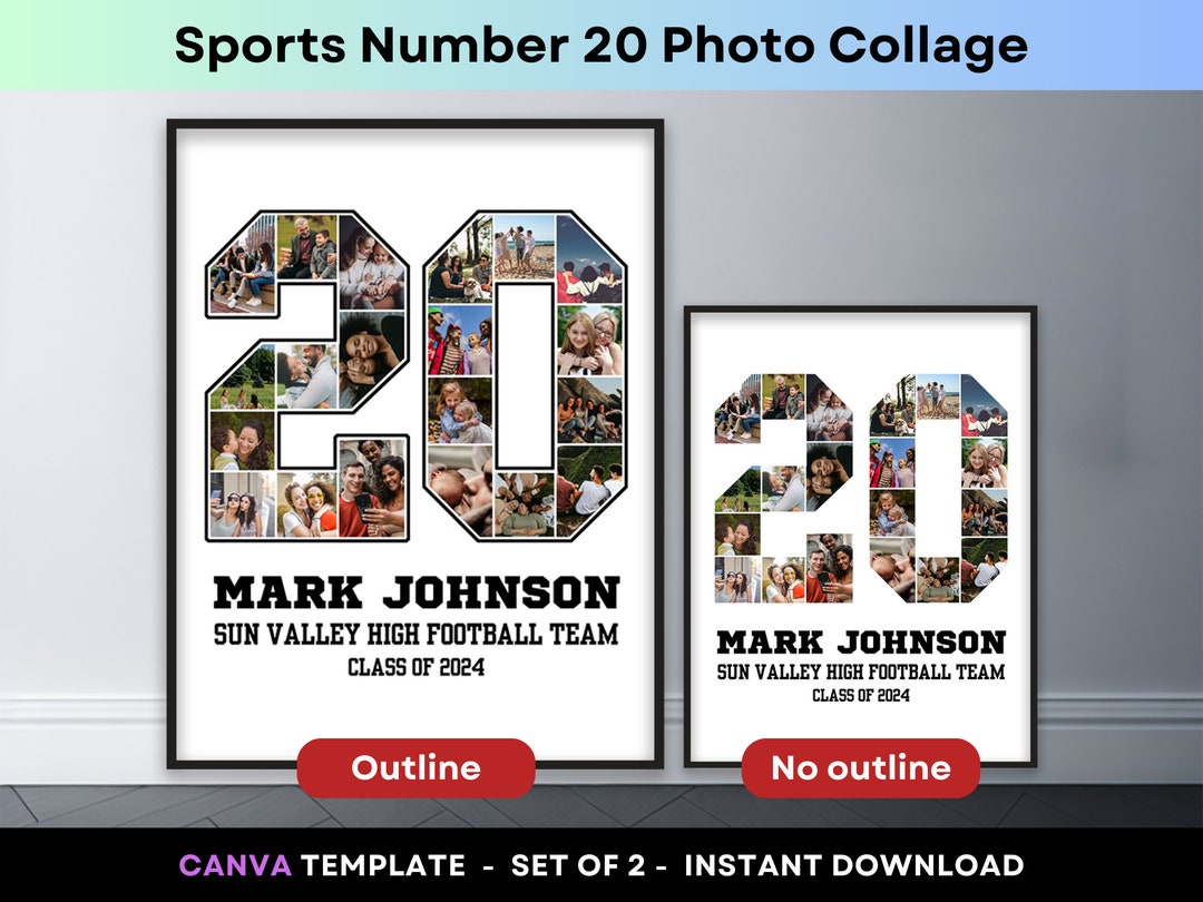 Player Number 20 Sports Photo Collage Graduation Gift Senior Class Grad ...
