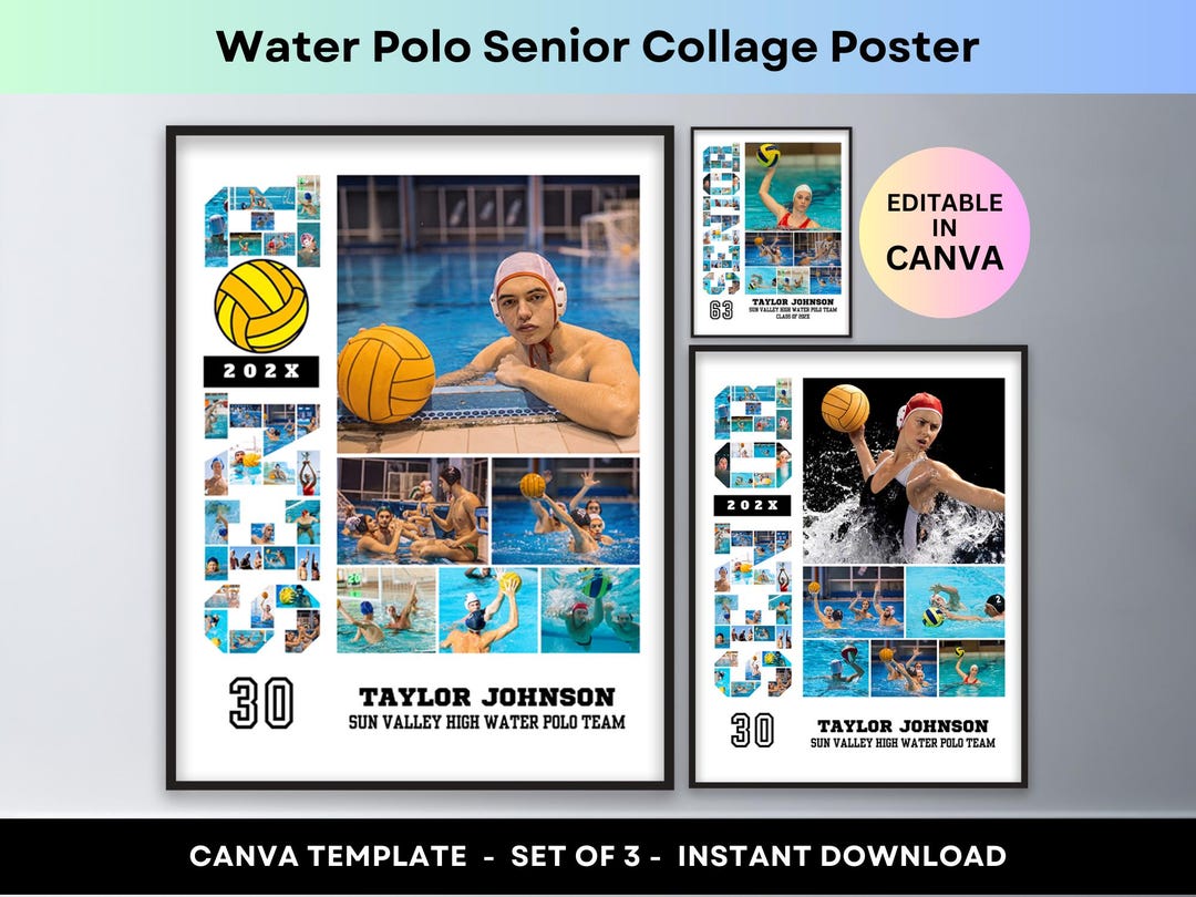 Senior Night Water Polo Poster Sports Photo Collage High School Award ...
