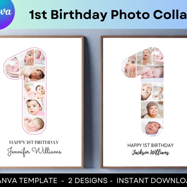 Number 1 Photo Collage Template - Etsy
