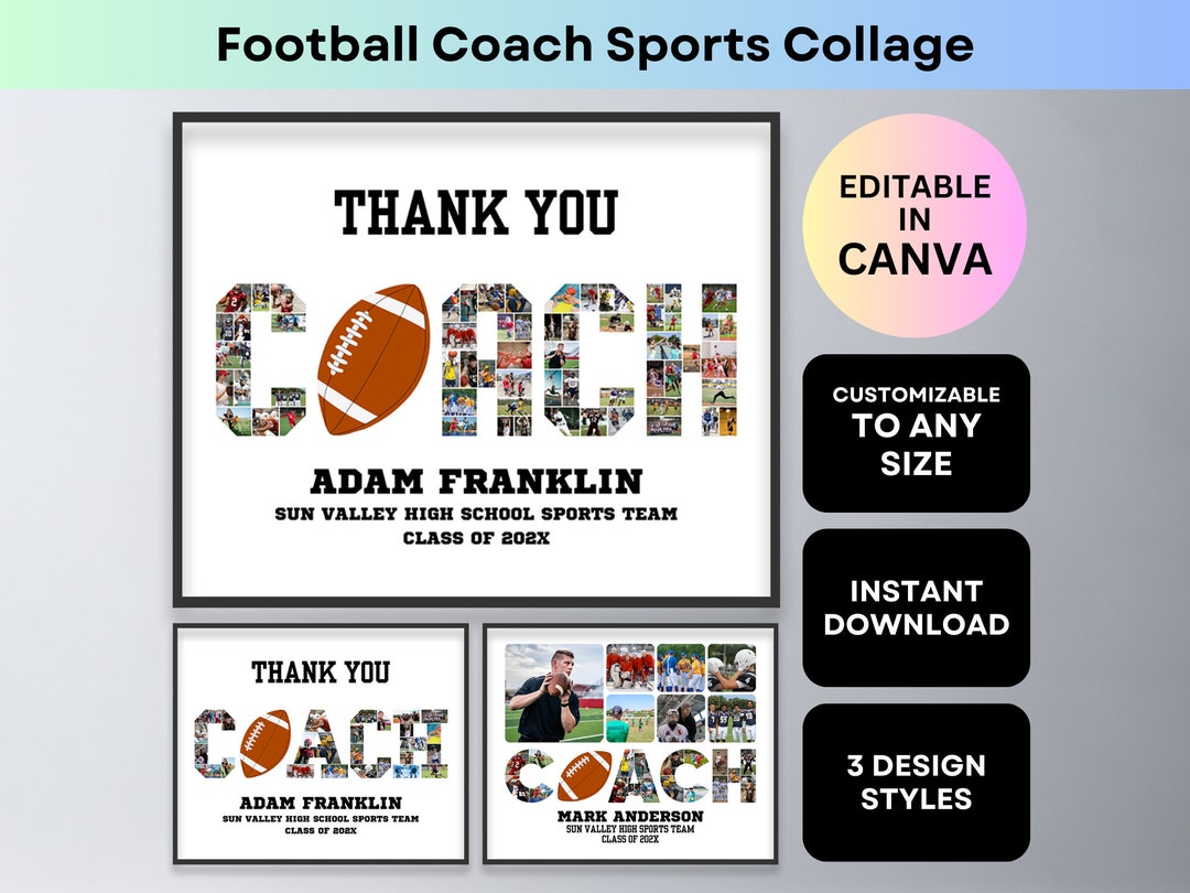 American Football Coach Photo Collage Rugby Coach Thank You Gift Senior ...