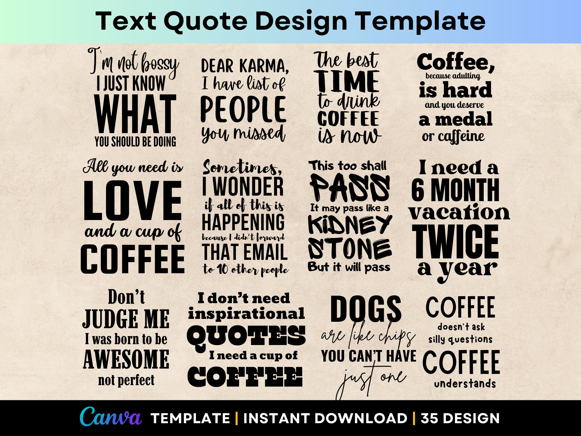Editable Quotes Canva Template Font Pairing Guide Text Design - Etsy UK