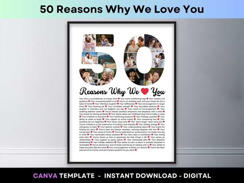 50 Reasons Why We Love You Photo Collage Reasons Why I Love - Etsy