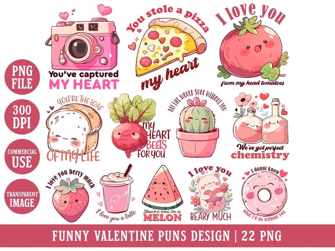 Funny Valentine's Day Love Puns PNG Design Cute Pink Valentine Clipart ...