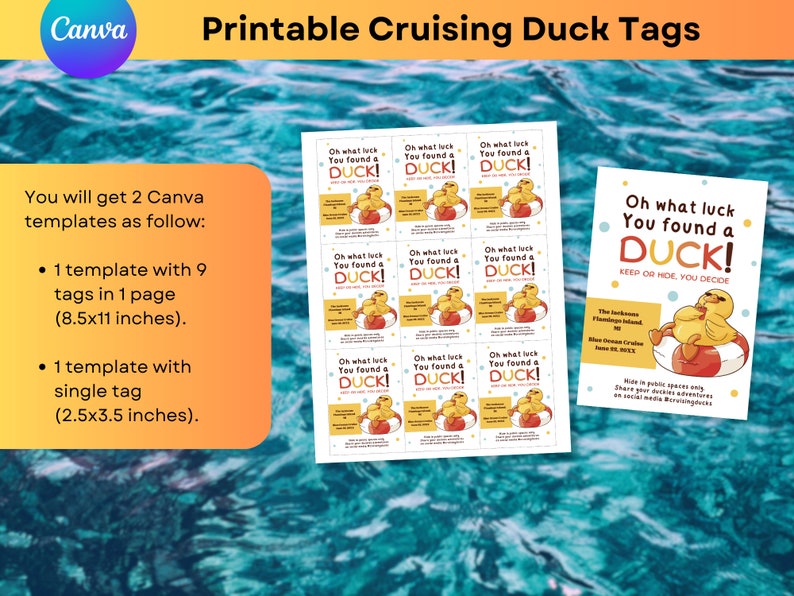 Duck Tags Carnival Printable Cruise Duck Tag Editable Cruising Duck ...