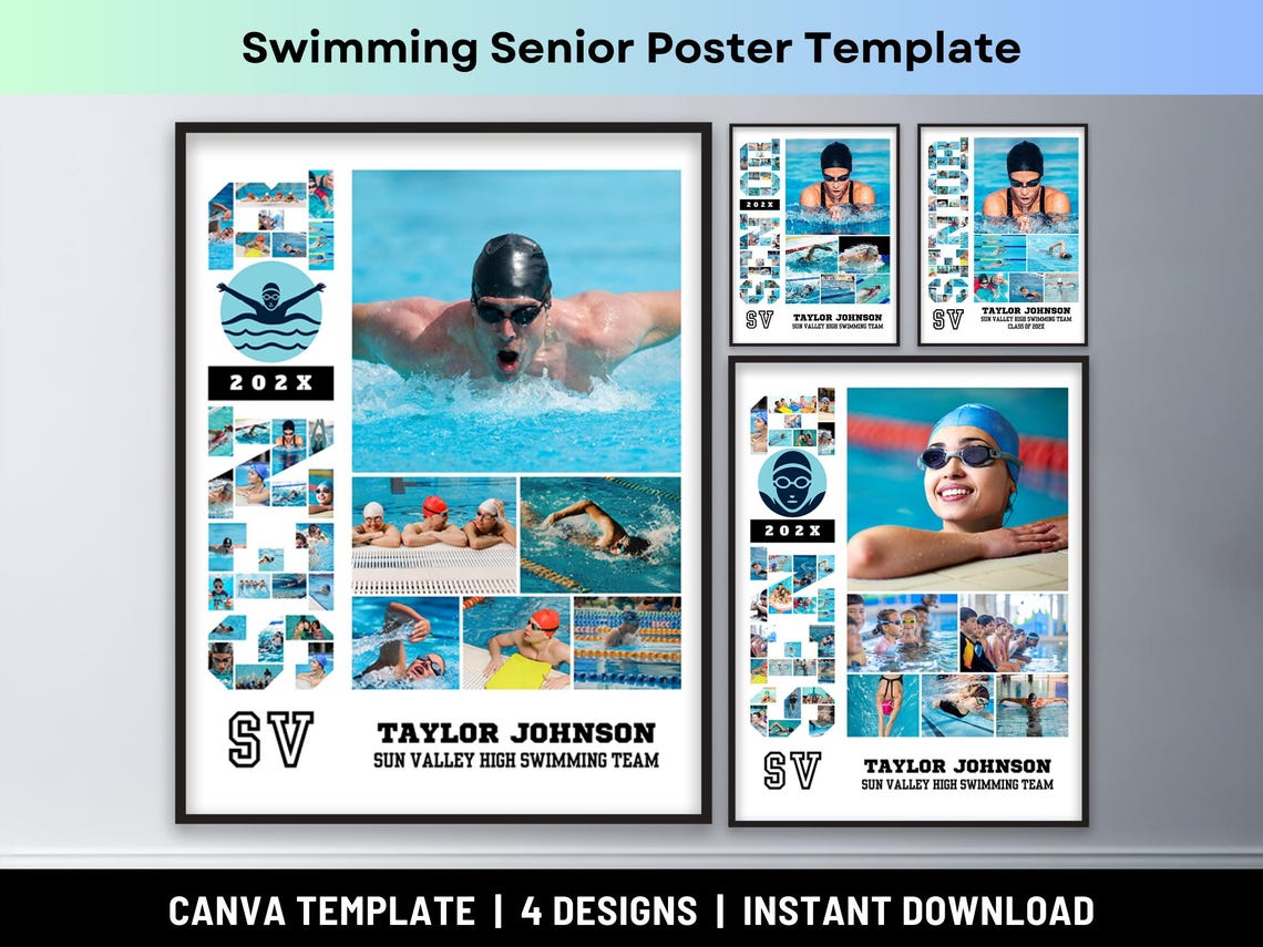 Senior Night Swimming Poster Swim Team Swimmer Graduation Gifts Sports ...