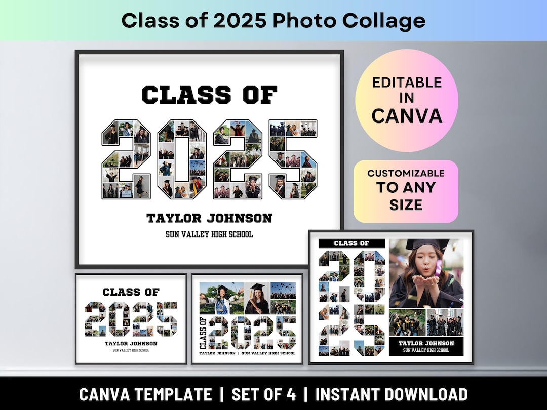 Class of 2025 Graduation Photo Collage Senior Year Picture Personalized ...