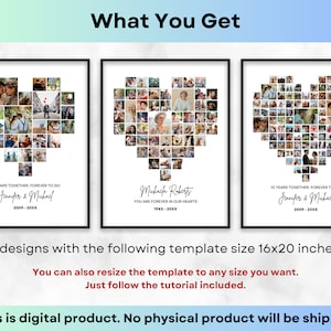 Heart Photo Collage Poster Pixel Love Shape Personalized Valentine's ...