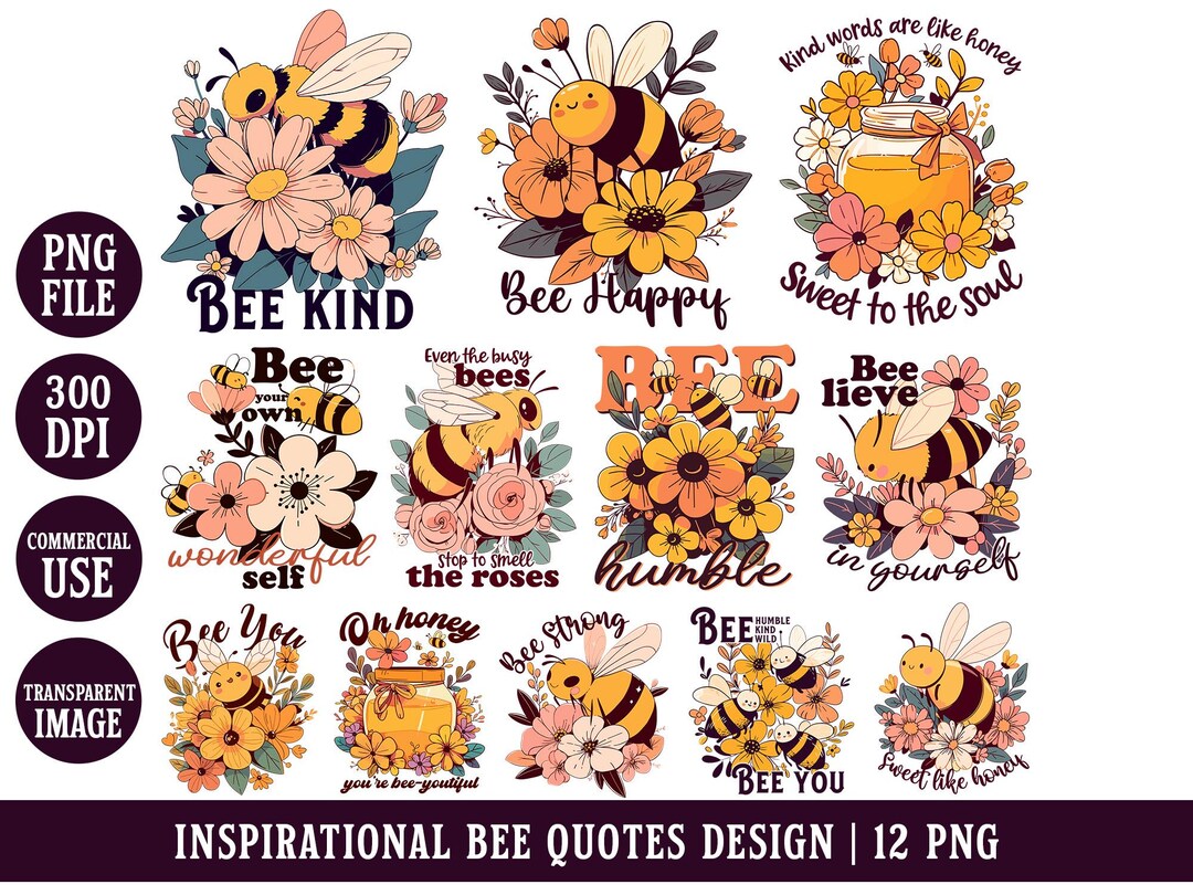 Bee Inspirational Quotes PNG Design Motivational Bees Saying Boho ...