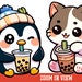 Cute Animals Drink Boba Tea Clipart Transparent PNG Bundle Set Kawaii ...