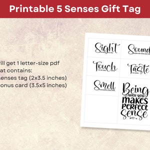 5 Senses Gift Tags Printable Romantic Birthday Gifts for Him Her DIY ...