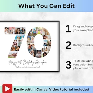 Number 70 Photo Collage 70th Birthday Number Collage Printable Canva ...