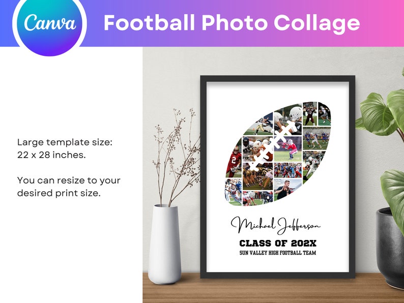 Photo Collage Football Sports Canva Template Football Player - Etsy