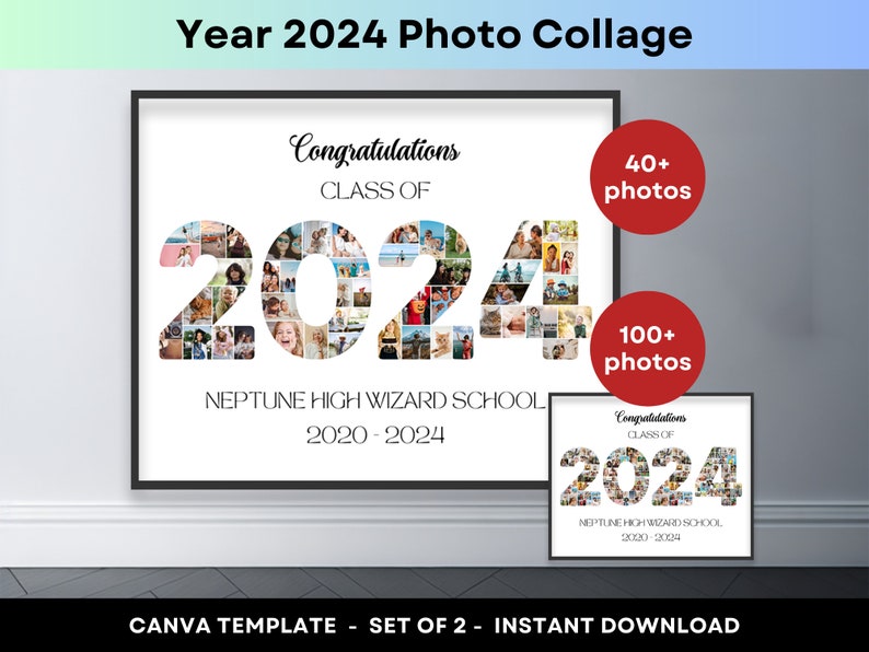 2024 Number Photo Collage Class of 2024 Graduation Poster - Etsy