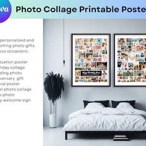 Printable Collage Poster Canva Template Custom Birthday Photo Collage ...