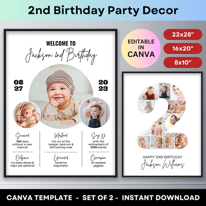2nd Birthday Poster - Etsy
