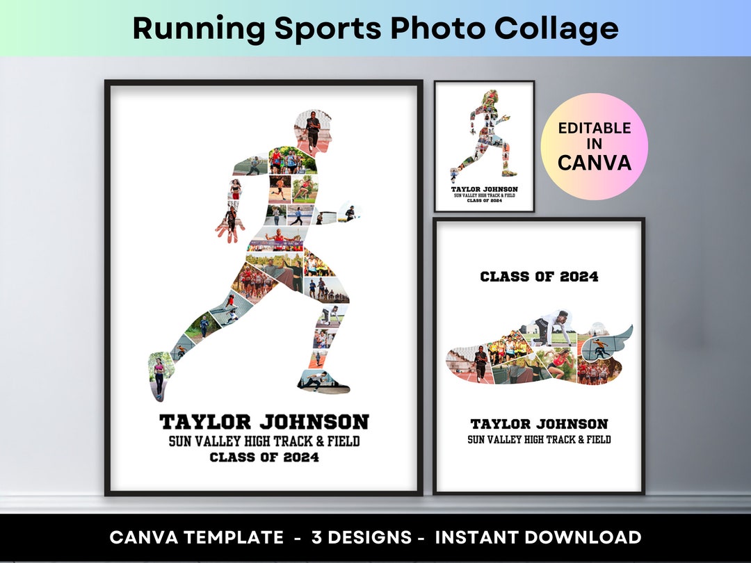 Running Photo Collage Sports Marathon Runner Senior Night Graduation ...