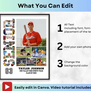 Senior Night Baseball Poster Sports Photo Collage High School Award ...