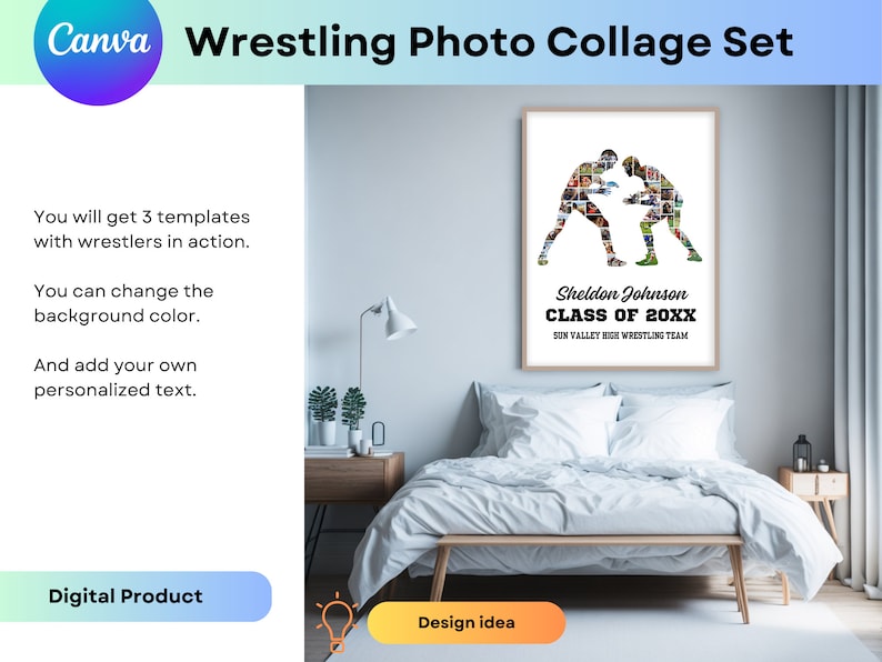 Wrestling Photo Collage Canva Template Wrestler Personalized - Etsy