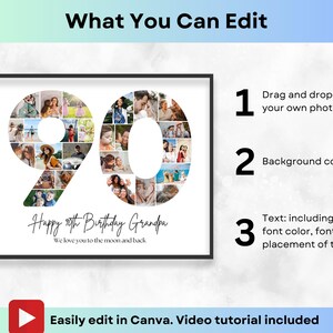 Number 90 Collage 90th Birthday Number Photo Collage Printable Canva ...