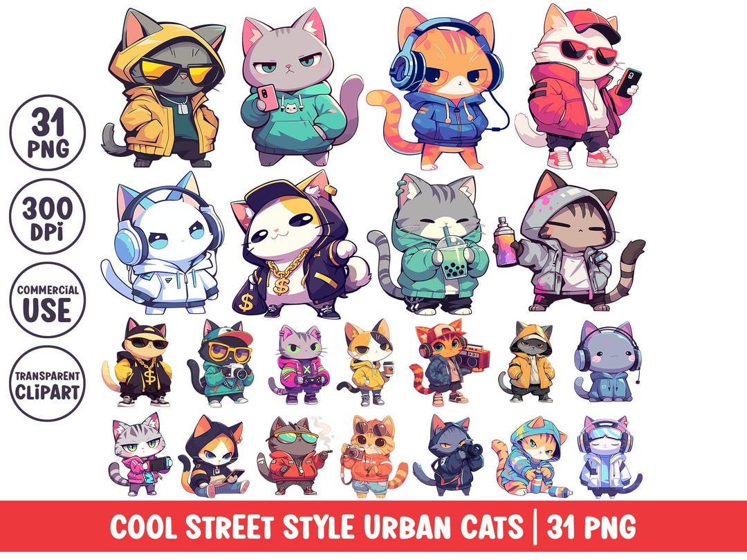 Cool Cat PNG Gangster Rap Hip Hop Clipart Street Style Fashion Cartoon ...