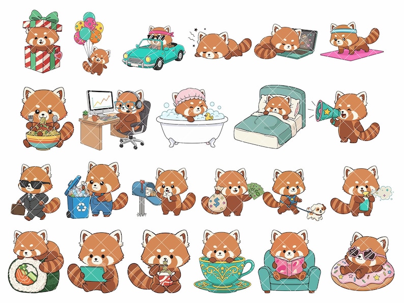 Red Panda Daily Activities PNG Clipart Kawaii Everyday Life ...