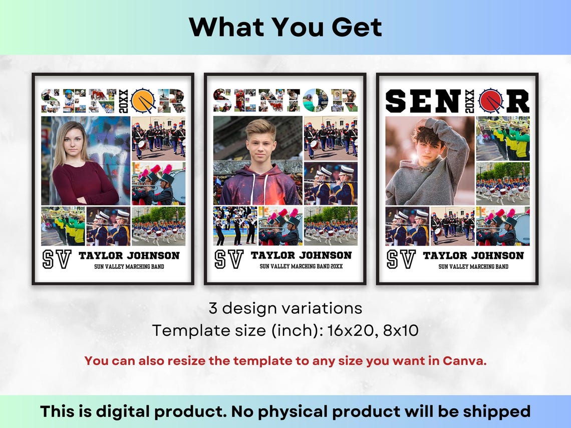 Senior Marching Band Poster Custom Band Member Photo Collage High ...