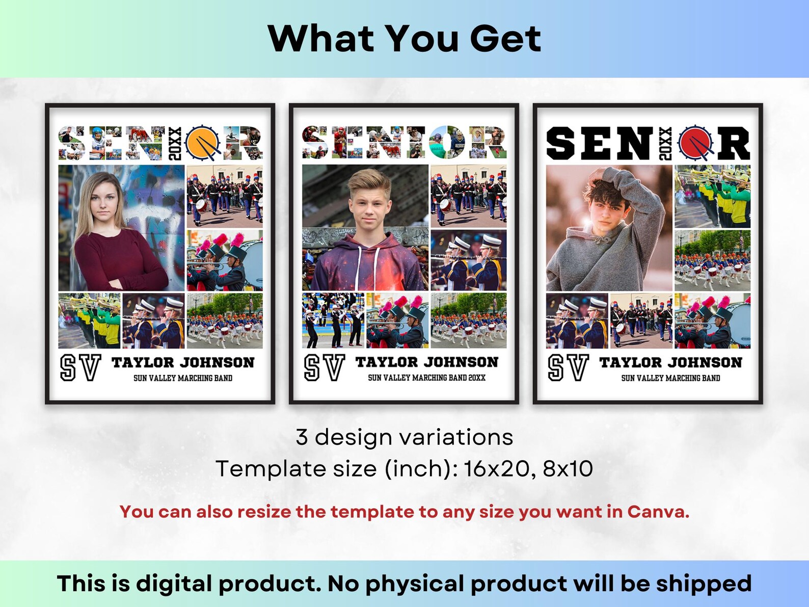 Senior Marching Band Poster Custom Band Member Photo Collage High ...
