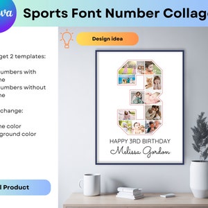 All Number Photo Collage Canva Template Set Any Digit for Custom ...