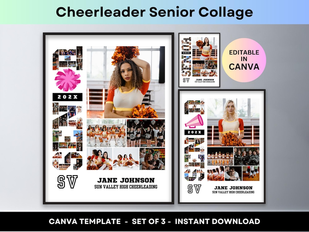 Senior Night Cheerleading Poster Sports Photo Collage High School Cheer ...