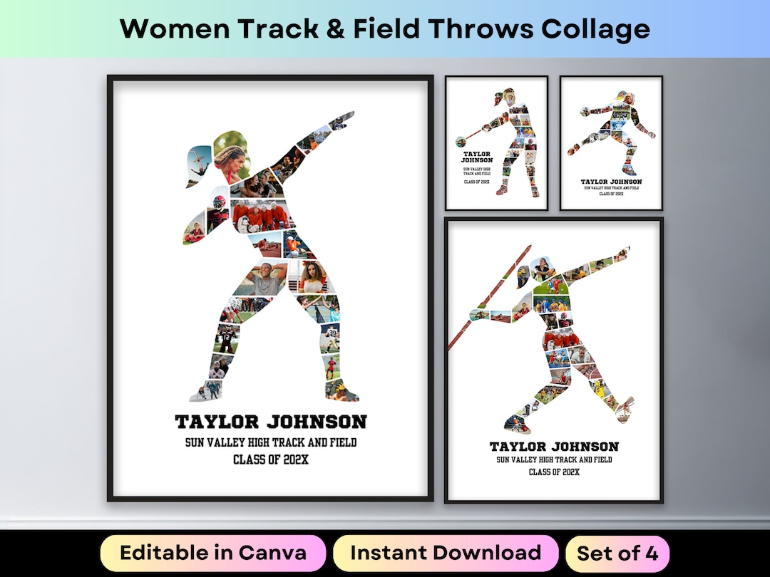 Women Track and Field Sports Photo Collage Senior Night Graduation Gift ...