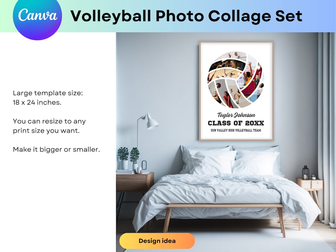 Volleyball Photo Collage Canva Frame Template Sports Team Player ...