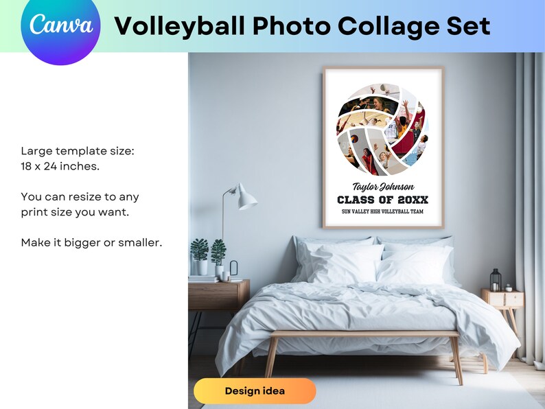 Volleyball Photo Collage Canva Frame Template Sports Team - Etsy