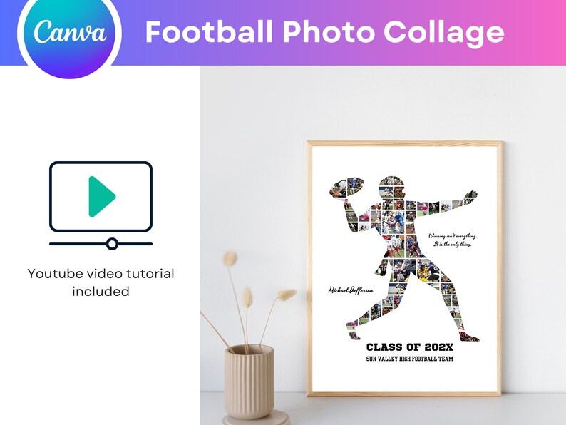 Photo Collage Football Sports Canva Template Football Player - Etsy