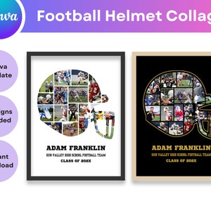 Football Photo Collage Canva Template Sports Player Helmet Shape ...